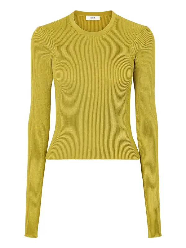 RIER Riere Ribbed Silk T-shirt - Yellow