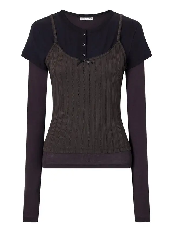 Acne Studios Layered Ribbed Lyocell And Cotton-blend T-shirt - Black