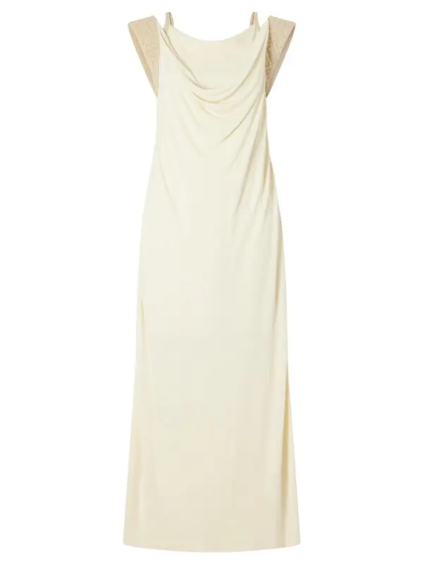 Bottega Veneta Intrecciato Draped Jersey Maxi Dress - White