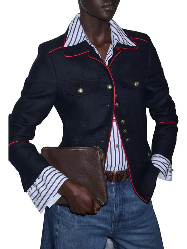 ME+EM Slim Fit Piped Utility Jacket - Navy
