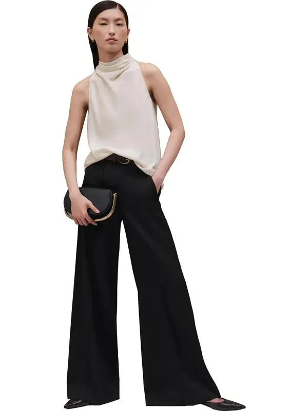 ME+EM Wide Leg Tux Trousers - Black