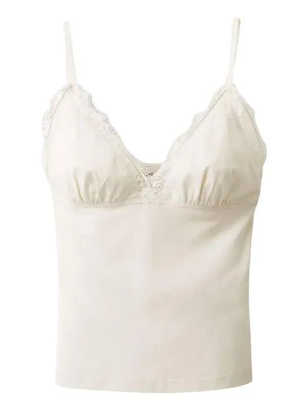 ME+EM Lace Trim Cami Top - Light Cream