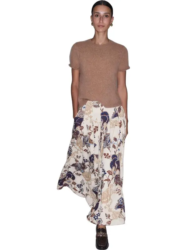 ME+EM Grand Paisley Print Maxi Skirt - Light Cream Multi