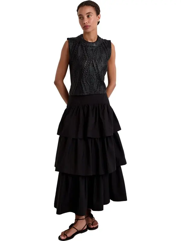 MARIE OLIVER Baylor Tiered Maxi Skirt - Black