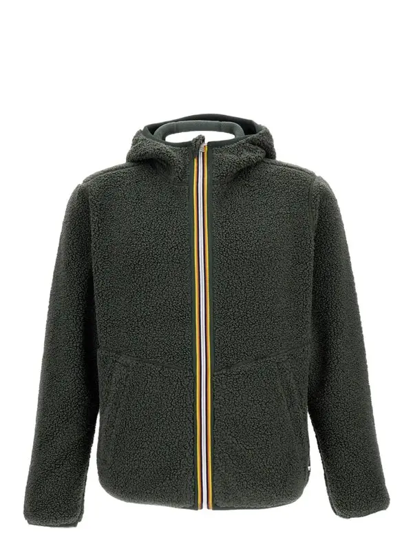 K-WAY Hooded Casual Jacket With Zip Fastening - Black