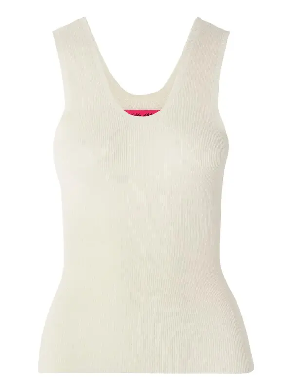 THE ELDER STATESMAN Delicash" Ribbed Tank Top - White
