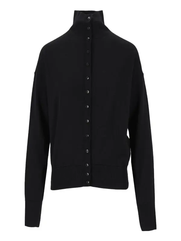 Barena Venezia Stand-up Collar Knitwear With Button Detailing - Black