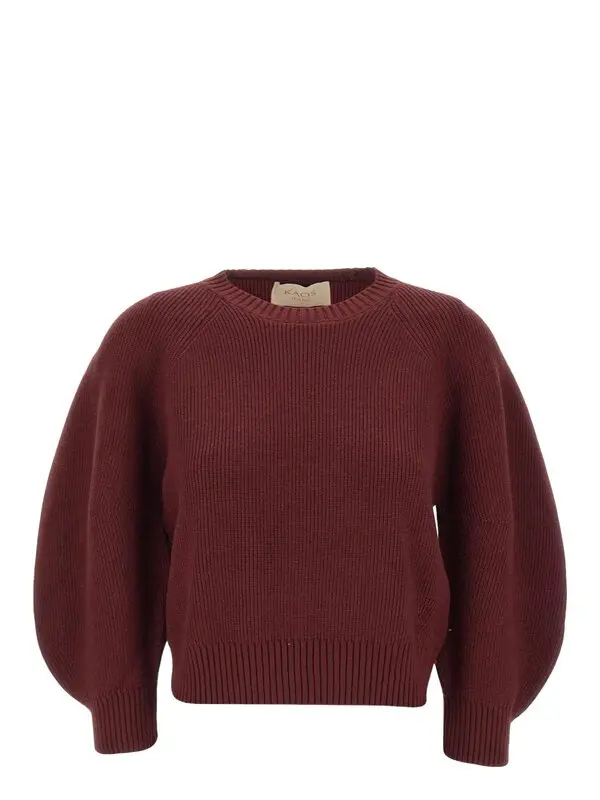KAOS Balloon-sleeve Knitted Sweater - Red