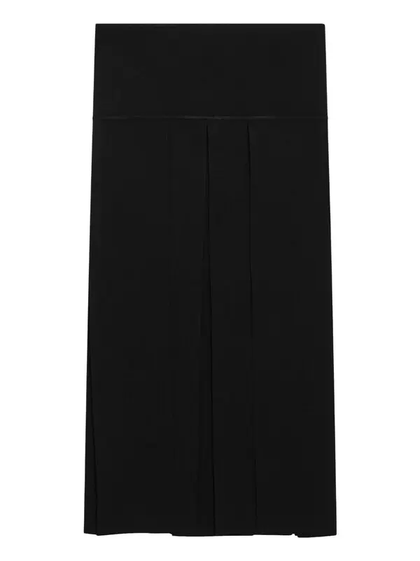 Alaïa Pleated Midi Skirt With Side Slit - Black