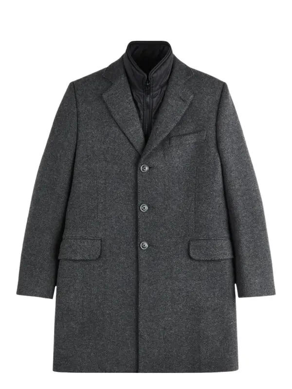FAY Herringbone Pattern Double Coat - Grey
