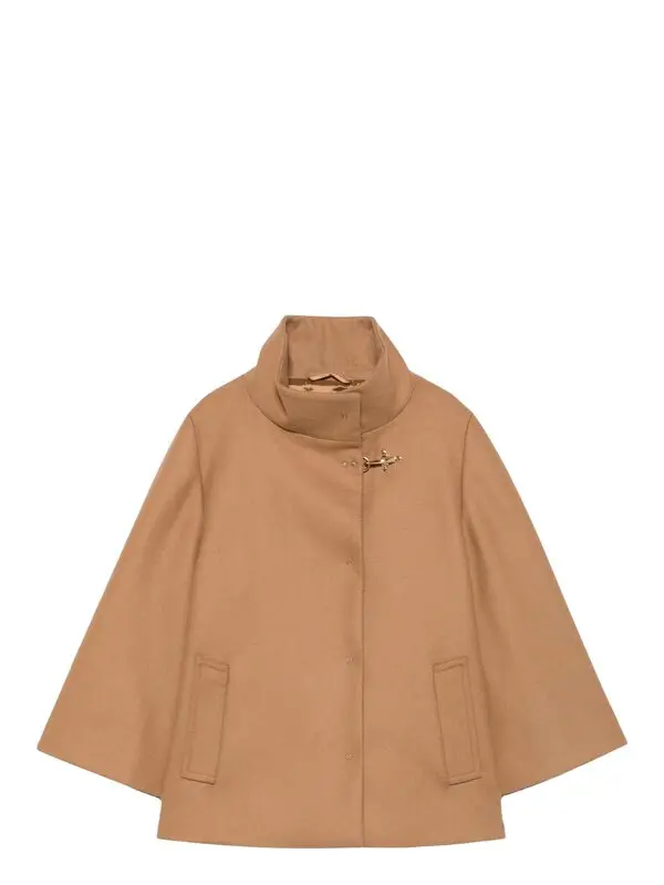 FAY Hook-fastening Funnel Neck Jacket - Beige