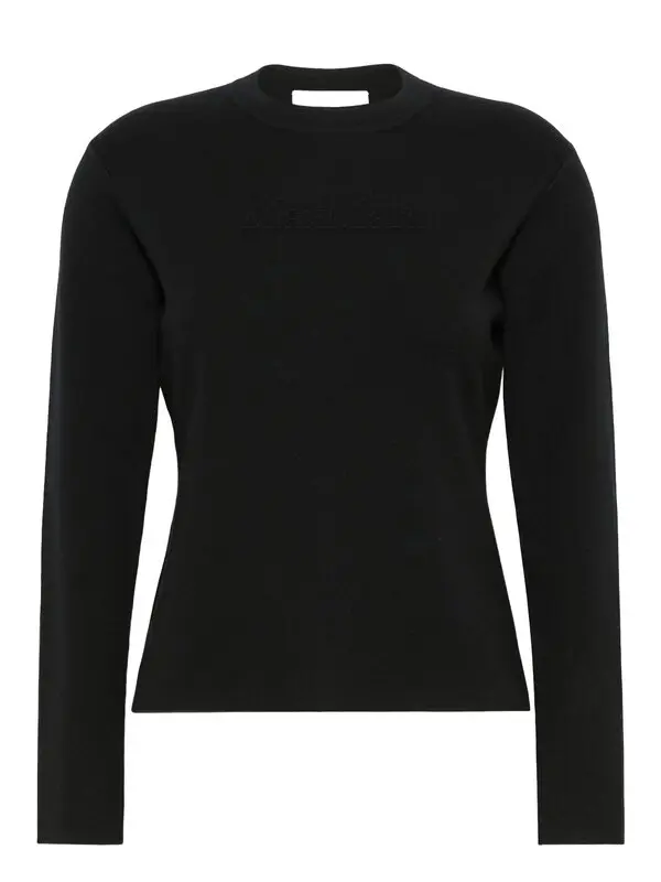 Max Mara Long-sleeved T-shirt With Embossed Logo - Black