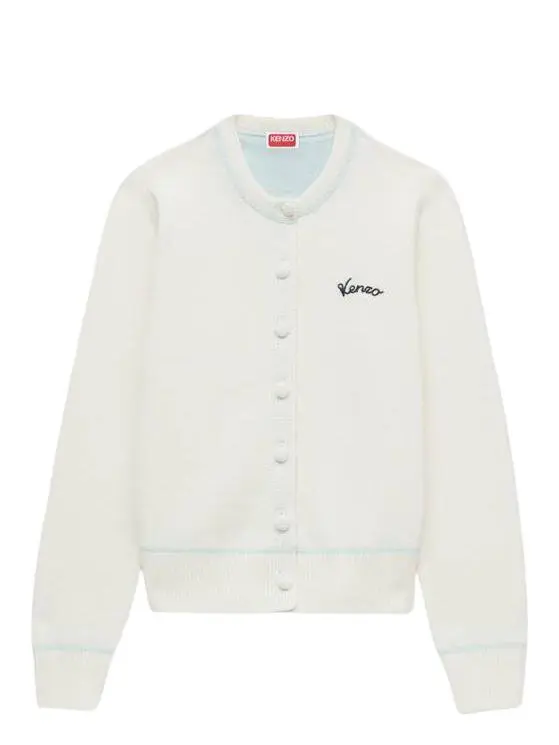 Kenzo Varsity Embroidered Knit Cardigan - Off-white