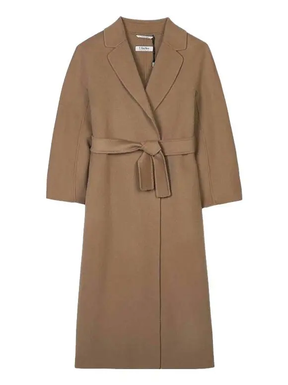 Max Mara Long-sleeved Coat With Collar And Tie-waist - Camel