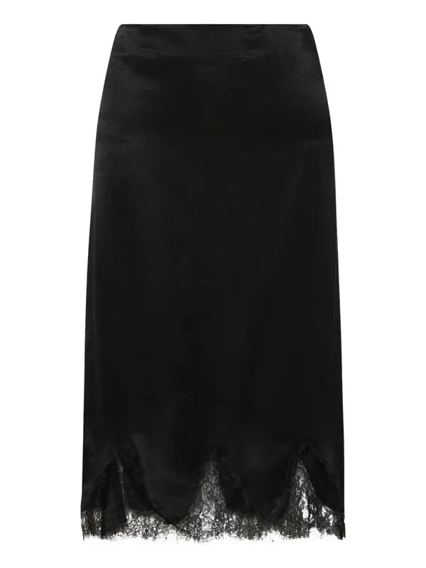 Marella Lace-trimmed Satin Skirt - Black