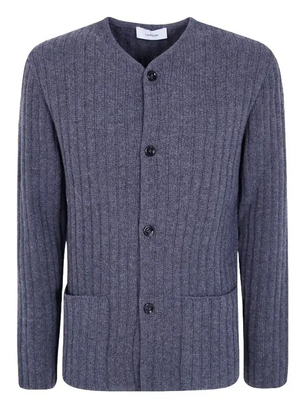 LARDINI Long Sleeve Buttoned Cardigan - Grey