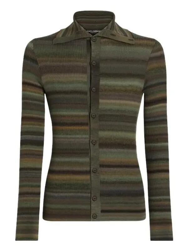 Dolce & Gabbana Striped Ribbed Cardigan - Green
