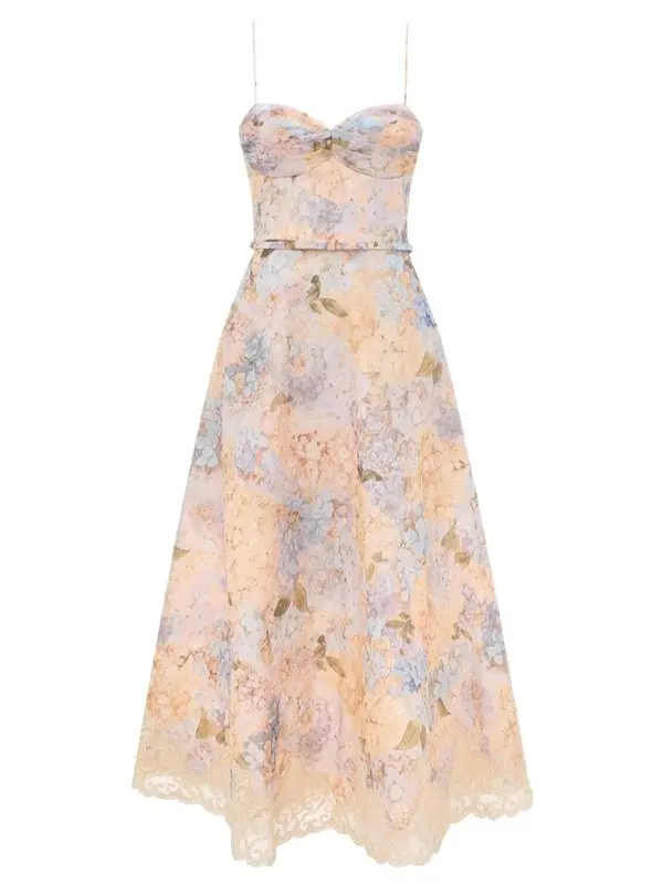 Zimmermann Valiant Tucked Midi Dress - Blue Hydrangea