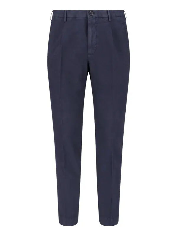 Incotex Slim Fit Tailored Trousers With Button Accents - Blue