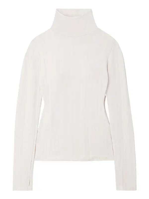 Cordova Ribbed Turtleneck Long Sleeve T-shirt - White