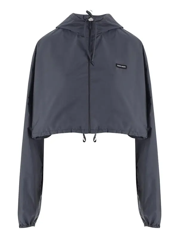 Miu Miu Cropped Hooded Jacket - Hematite