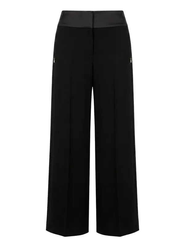 Patrizia Pepe Palazzo Pants With Satin Panels - Black