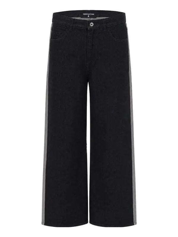 Patrizia Pepe Bi-colour Wide-leg Jeans - Black Reverse Grey