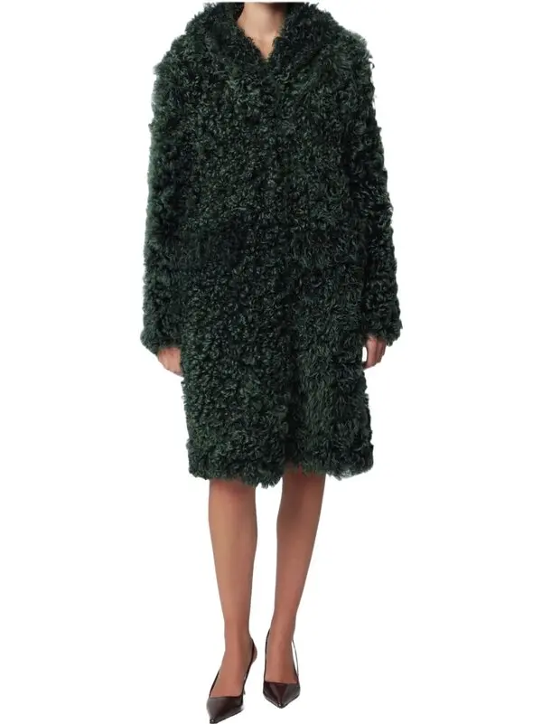 Prada Long-sleeved Fur Coat - Green