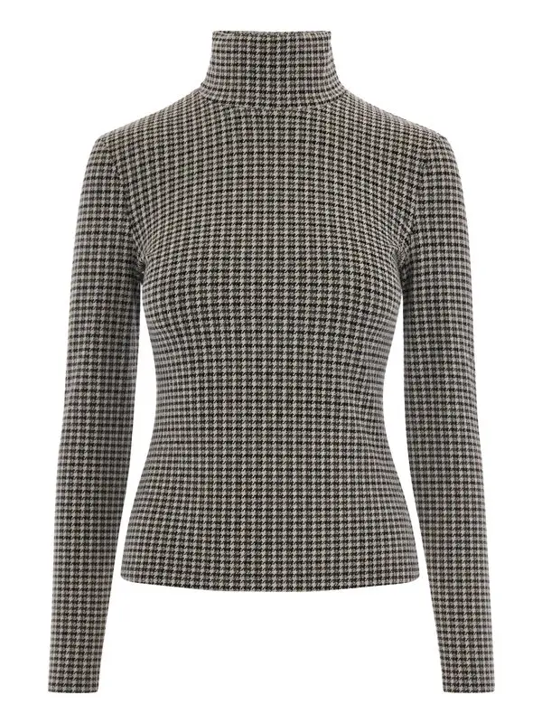 Patrizia Pepe Micro-check High-neck Top - Grey