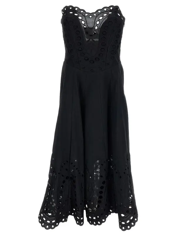 Charo Ruiz Ibiza Marlin Broderie-anglaise Strapless Midi Dress - Black