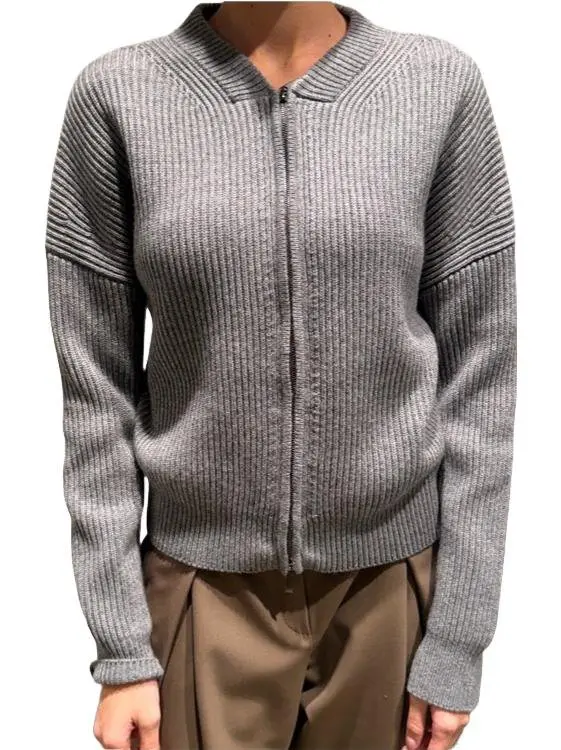 Max Mara Zip-up Cardigan - Mixed Gray