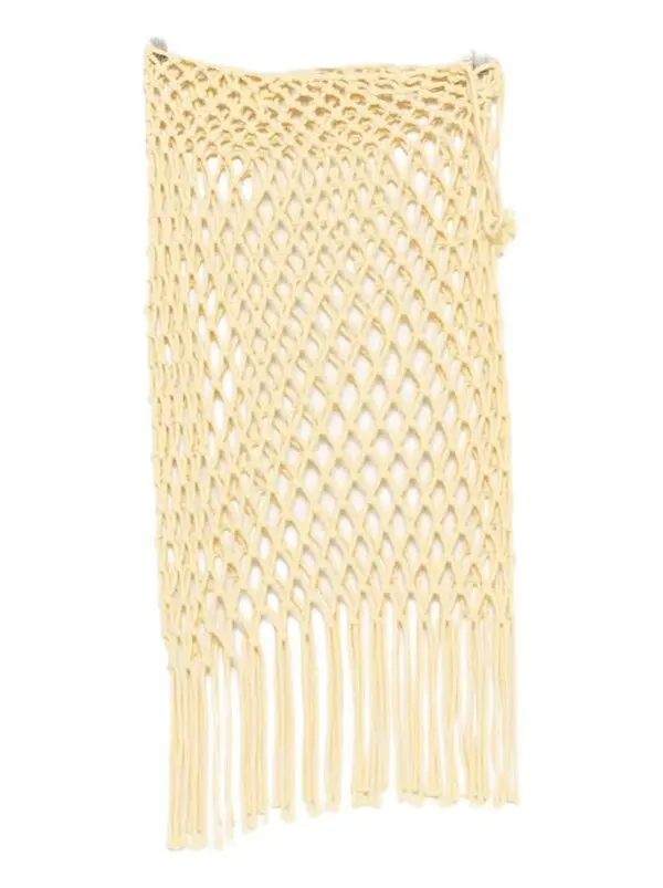 THE FRANKIE SHOP Macramé Knit Fringed Midi Skirt - Yellow
