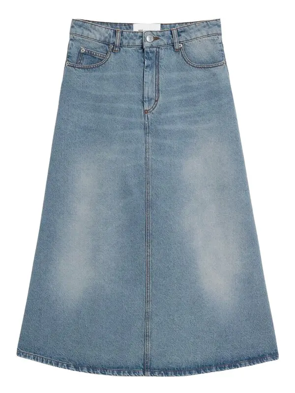 AMI Paris A-line Denim Skirt - Blue