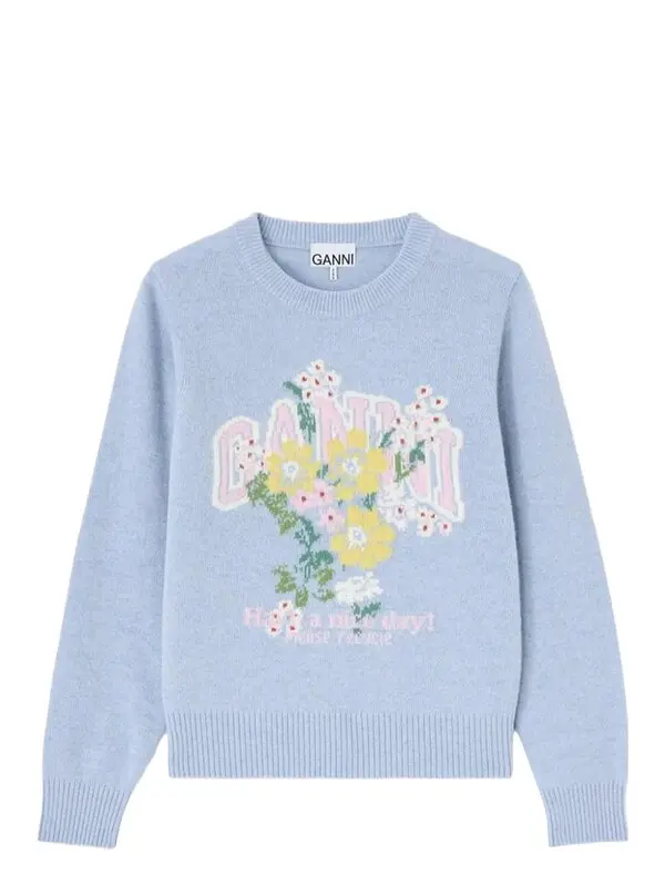 GANNI Floral Jumper - Blue