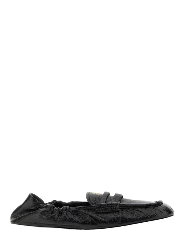Miu Miu Ruched Crinkled Effect Loafers - Black