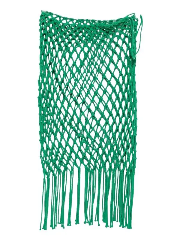 THE FRANKIE SHOP Fringed Knit Skirt - Green