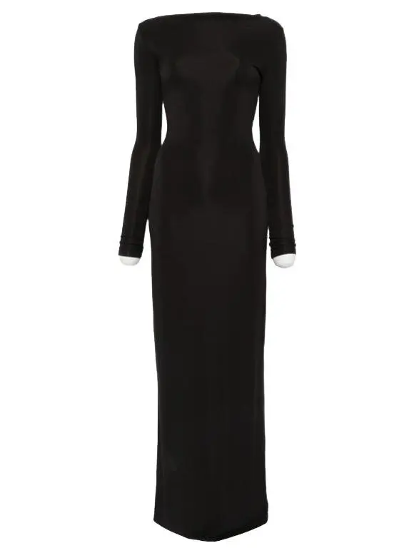 Cult Gaia Long-sleeved Embellished Maxi Dress - Black