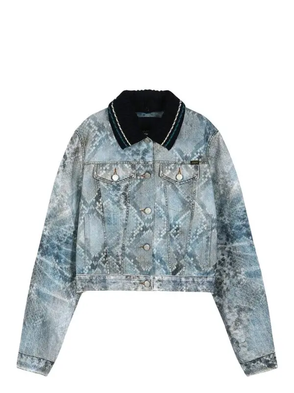 Andersson Bell Python Gradient Print Denim Jacket - Blue