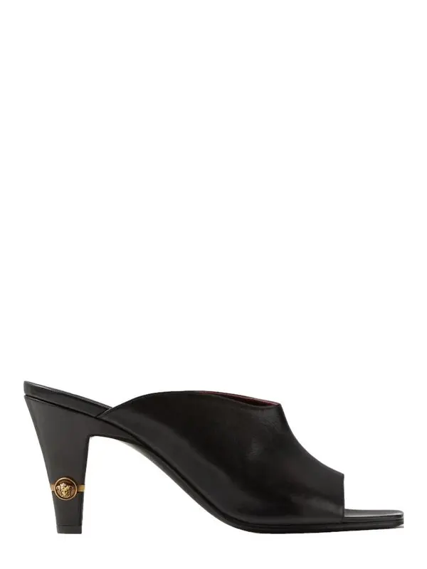 Versace Medusa Embellished Sculpted Heel Mules - Black