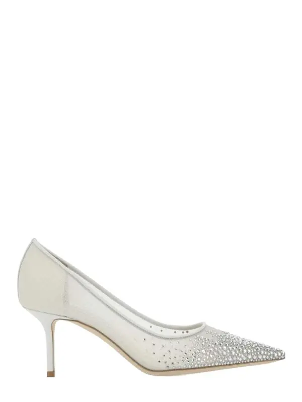 JIMMY CHOO Love 65 Embellished Pointed Pumps - White