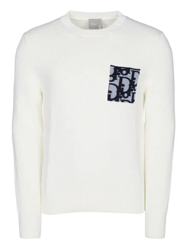 Dior Oblique Jacquard Paneled Sweater - White