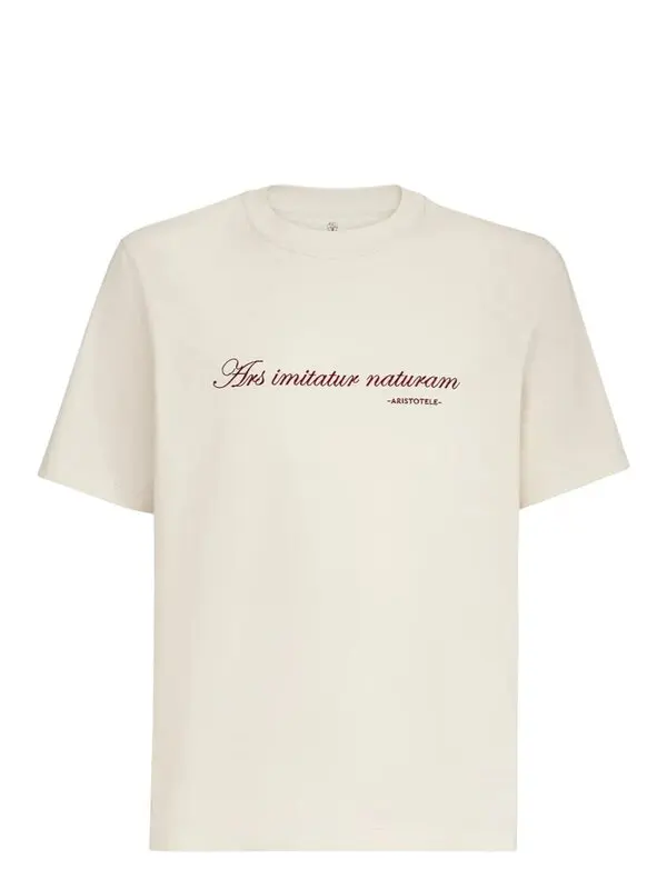 Brunello Cucinelli Phrase-embroidery Crew-neck T-shirt - White