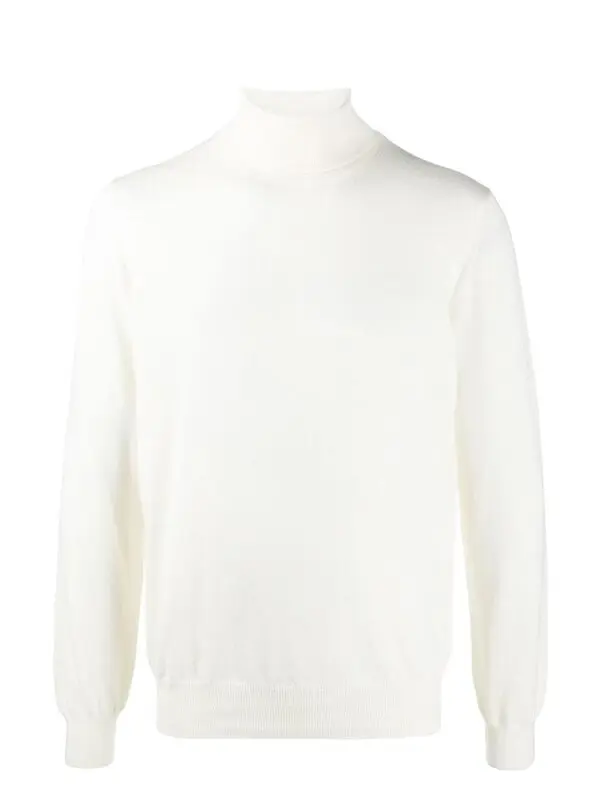 D'ANIELLO Fine Knit Roll Neck Jumper - White