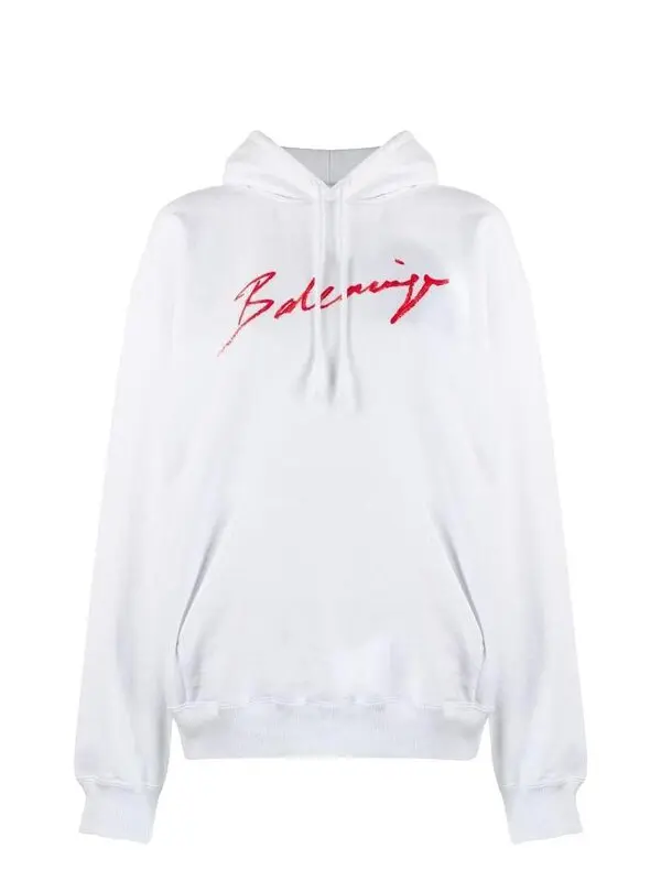 Balenciaga Pulled Hoodie With Front Letter Printing - White