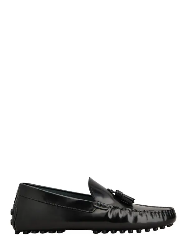 TOD'S Gommino Leather Loafers With Tassels - Black