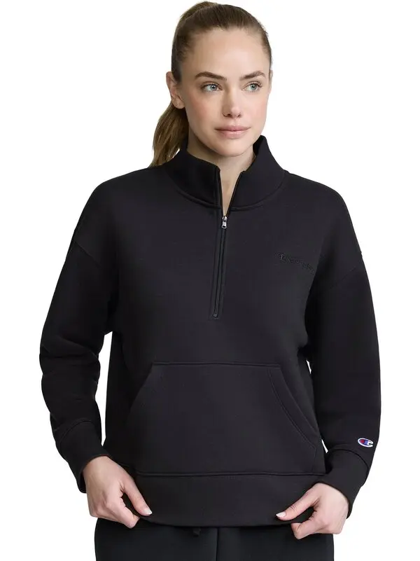 Champion Fleece Mock Neck Quarter-zip - Black