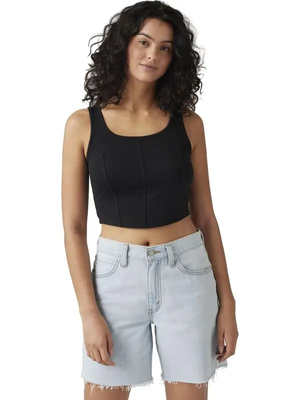 LEVI'S Lyra Tank Cropped Scoop Neck Top With Western Detailing - Anthracite Night