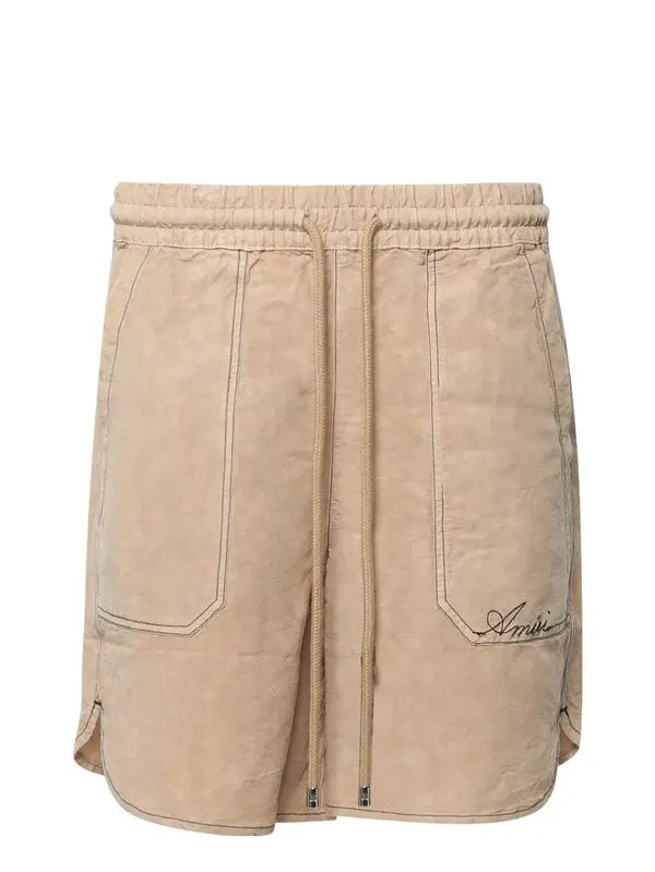 Amiri Script Linen Gd Short - Tan