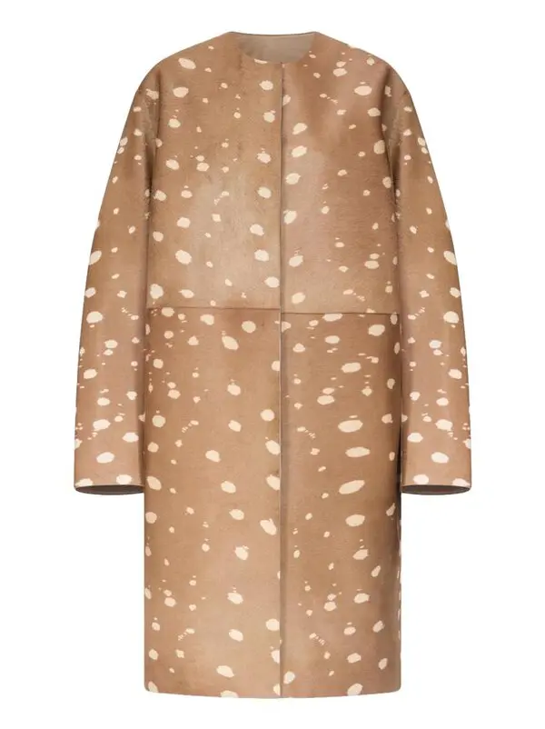 Loulou De Saison Liza Deer Print Pony-effect Leather Coat - Beige
