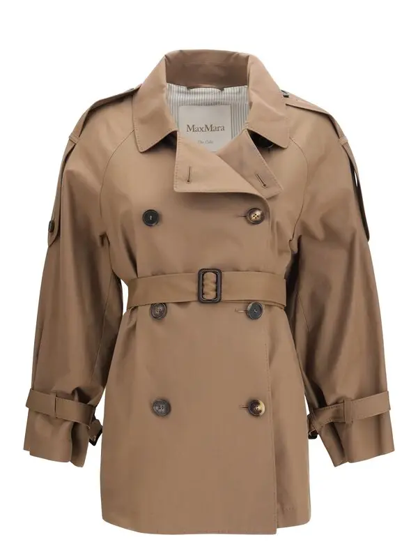 Max Mara Short Water Repellent Twill Trench Coat - Brown